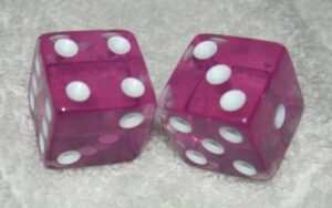 large 3/4" purple transparent dice pair