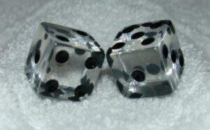 clear transparent dice pair