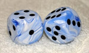 blue swirled dice pair