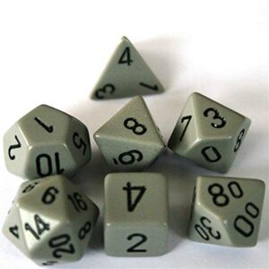 Chessex Dice: Polyhedral 7-Die Opaque Dice Set - Dark Grey with Black