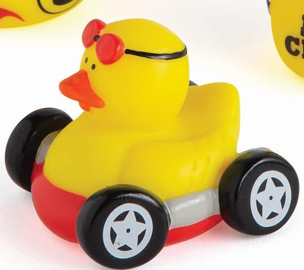 Fun Express Race Car Driver Rubber Duckies - Toys and Party Favors - 12 Pieces