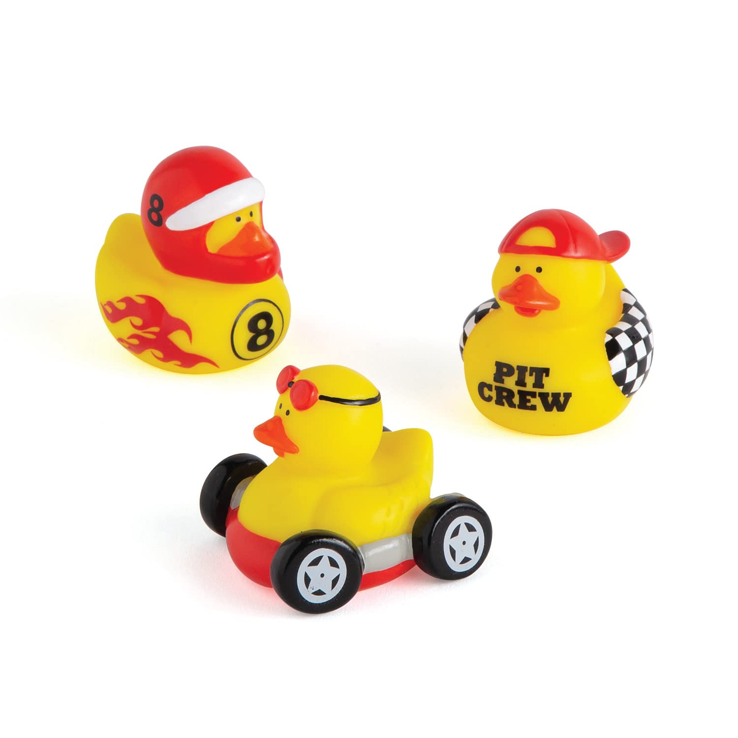 Fun Express Race Car Driver Rubber Duckies - Toys and Party Favors - 12 Pieces