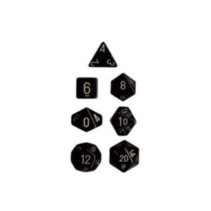 Polyhedral 7-Die Opaque Dice Set - Black with Gold