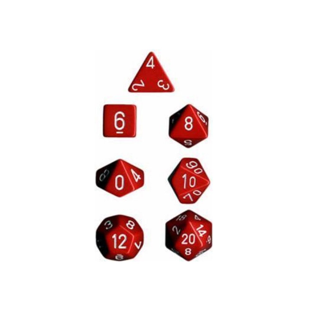 Chessex Polyhedral 7-Die Opaque Dice Set - Red with White