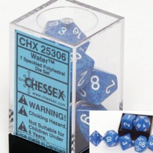 Polyhedral 7-Die Speckled Dice Set - Water