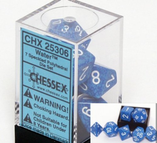 Polyhedral 7-Die Speckled Dice Set - Water