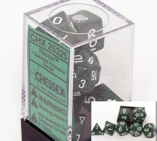 Polyhedral 7-Die Speckled Dice Set - Recon