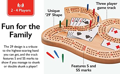 Mainstreet Classics Wooden "29" Cribbage Board Game Set