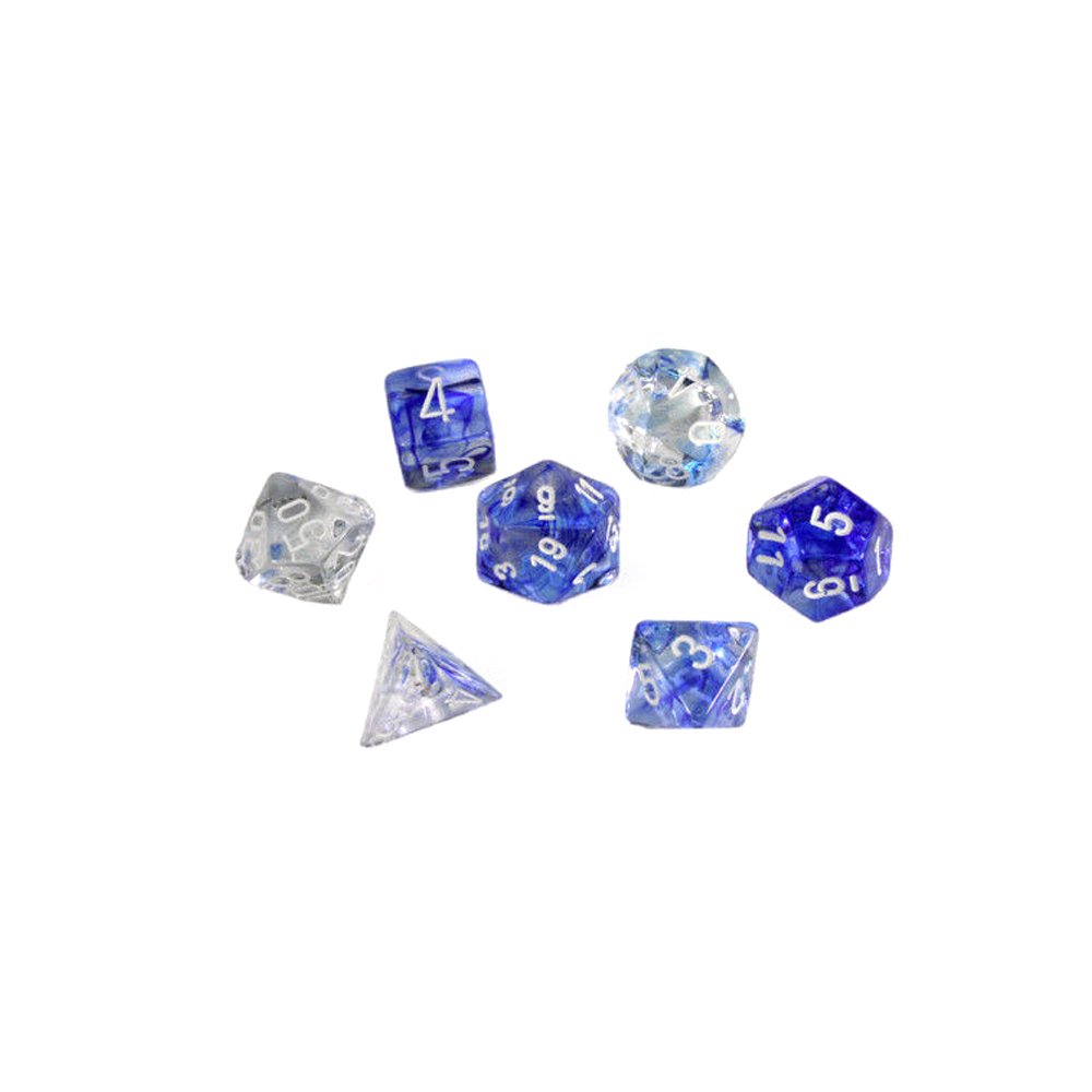 Polyhedral 7-Die Nebula Chessex Dice Set - Dark Blue with White Numbers CHX-27466