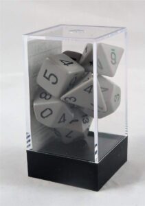 chessex dice: polyhedral 7-die opaque dice set - dark grey with black