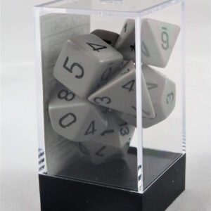 Chessex Dice: Polyhedral 7-Die Opaque Dice Set - Dark Grey with Black