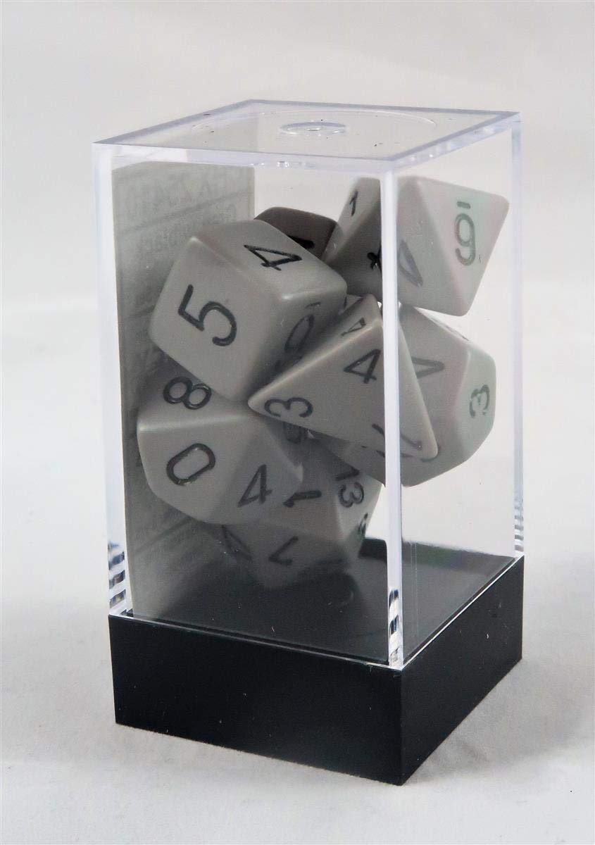 Chessex Dice: Polyhedral 7-Die Opaque Dice Set - Dark Grey with Black