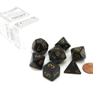 Polyhedral 7-Die Opaque Dice Set - Black with Gold