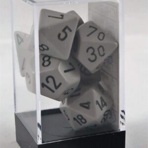 Chessex Dice: Polyhedral 7-Die Opaque Dice Set - Dark Grey with Black