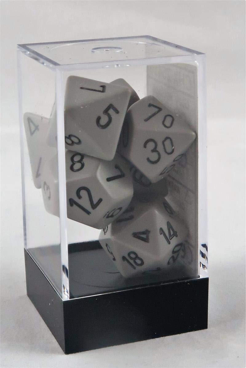 Chessex Dice: Polyhedral 7-Die Opaque Dice Set - Dark Grey with Black