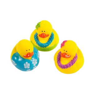 beach rubber duckies - set of 12 fun hawaiian rubber ducks for car decor and tiki and luau party favors