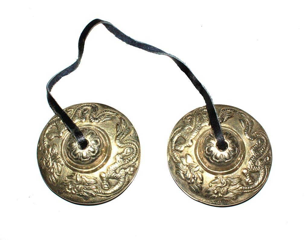 BEAUTIFUL TIBETAN BUDDHIST HEART CHAKRA TINGSHA CYMBALS REIK, I SPACE CLEARING