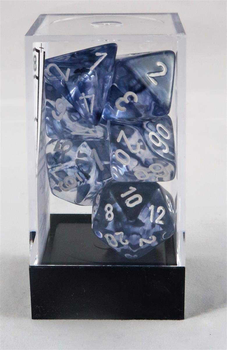 Chessex Polyhedral 7-Die Nebula Dice Set - Black with White