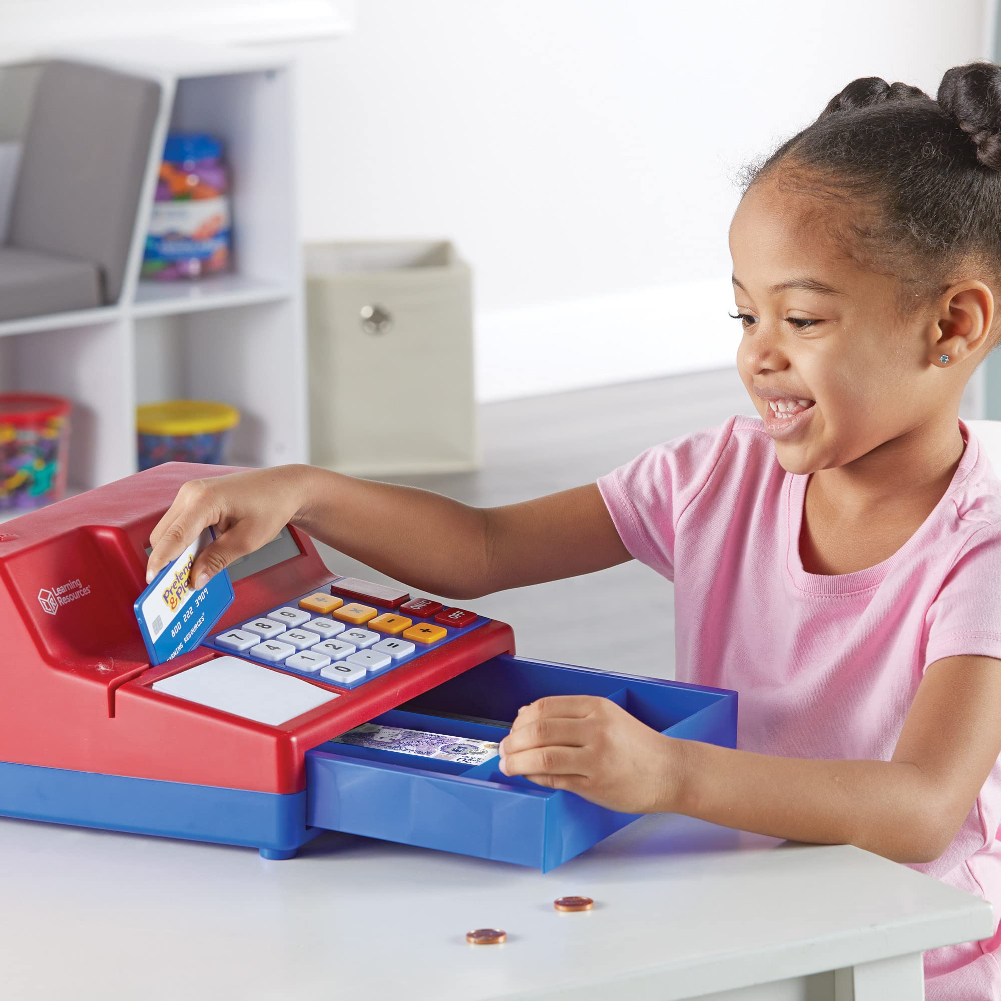 Learning Resources Pretend & Play Calculator Cash Register with Canadian Currency, Classic Counting Toy, Kids Cash Register, 73 Pieces, Ages 3+