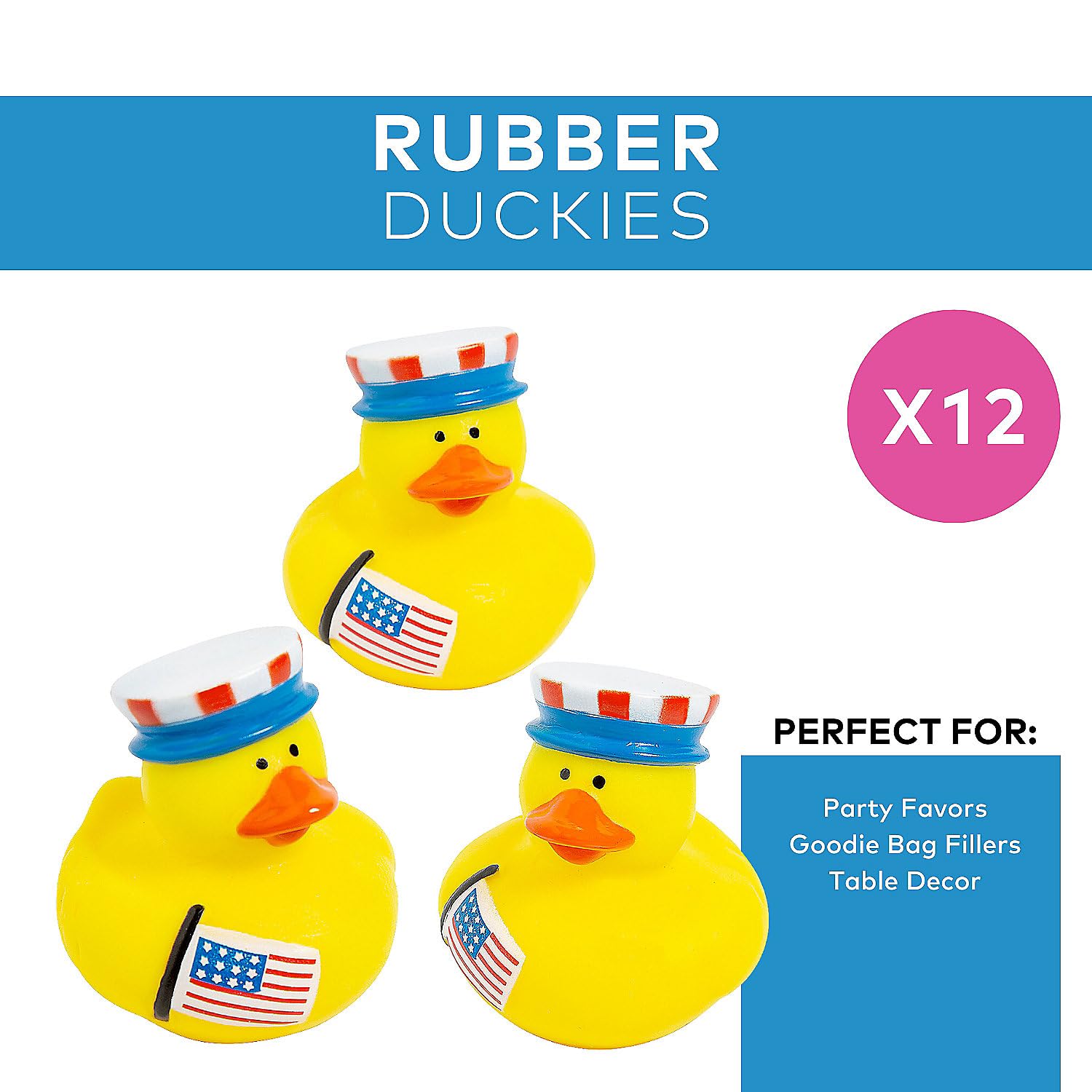 Special Occasion Rubber Ducks, Rubber Duckies, Holiday, Awareness and Seasonal Rubber Duckies, 12 Pieces (Patriotic)