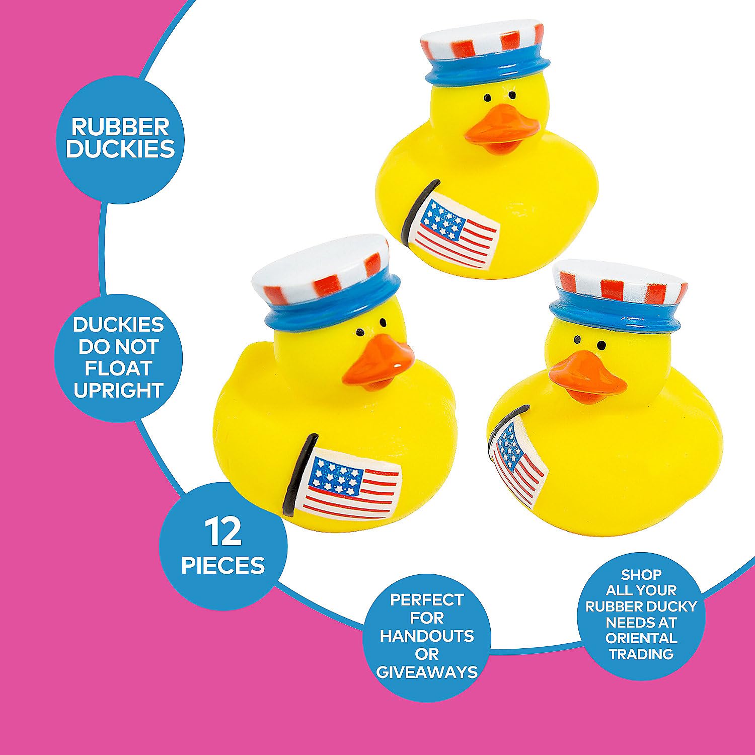 Special Occasion Rubber Ducks, Rubber Duckies, Holiday, Awareness and Seasonal Rubber Duckies, 12 Pieces (Patriotic)