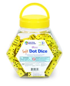 learning resources hands-on soft dot dice bucket, set of 200, ages 3+, classroom or homeschool supplies, back to school supplies,teacher supplies