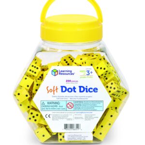 Learning Resources Hands-On Soft Dot Dice Bucket, Set of 200, Ages 3+, Classroom or Homeschool Supplies, Back to School Supplies,Teacher Supplies