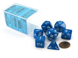 polyhedral 7-die speckled dice set - water