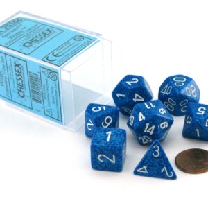 Polyhedral 7-Die Speckled Dice Set - Water