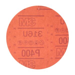 3m hookit red abrasive sanding discs, 01261, no hole, 6 in, 80+ grade, pack of 50 discs, for auto sanding, primer sanding, e-coat sanding