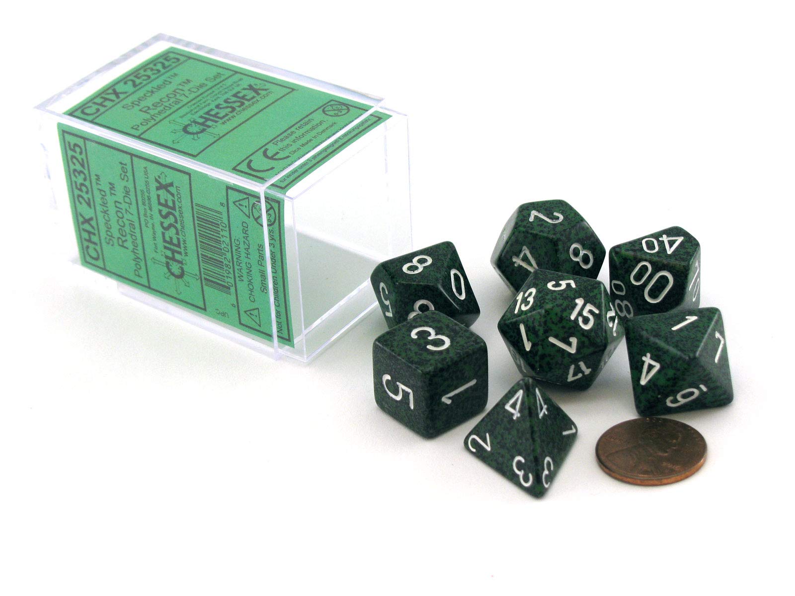 Polyhedral 7-Die Speckled Dice Set - Recon