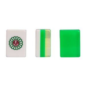 Yellow Mountain Imports Classic Chinese Mahjong Game Set, Emerald with 148 Medium-Size Translucent Green Tiles and Wooden Case