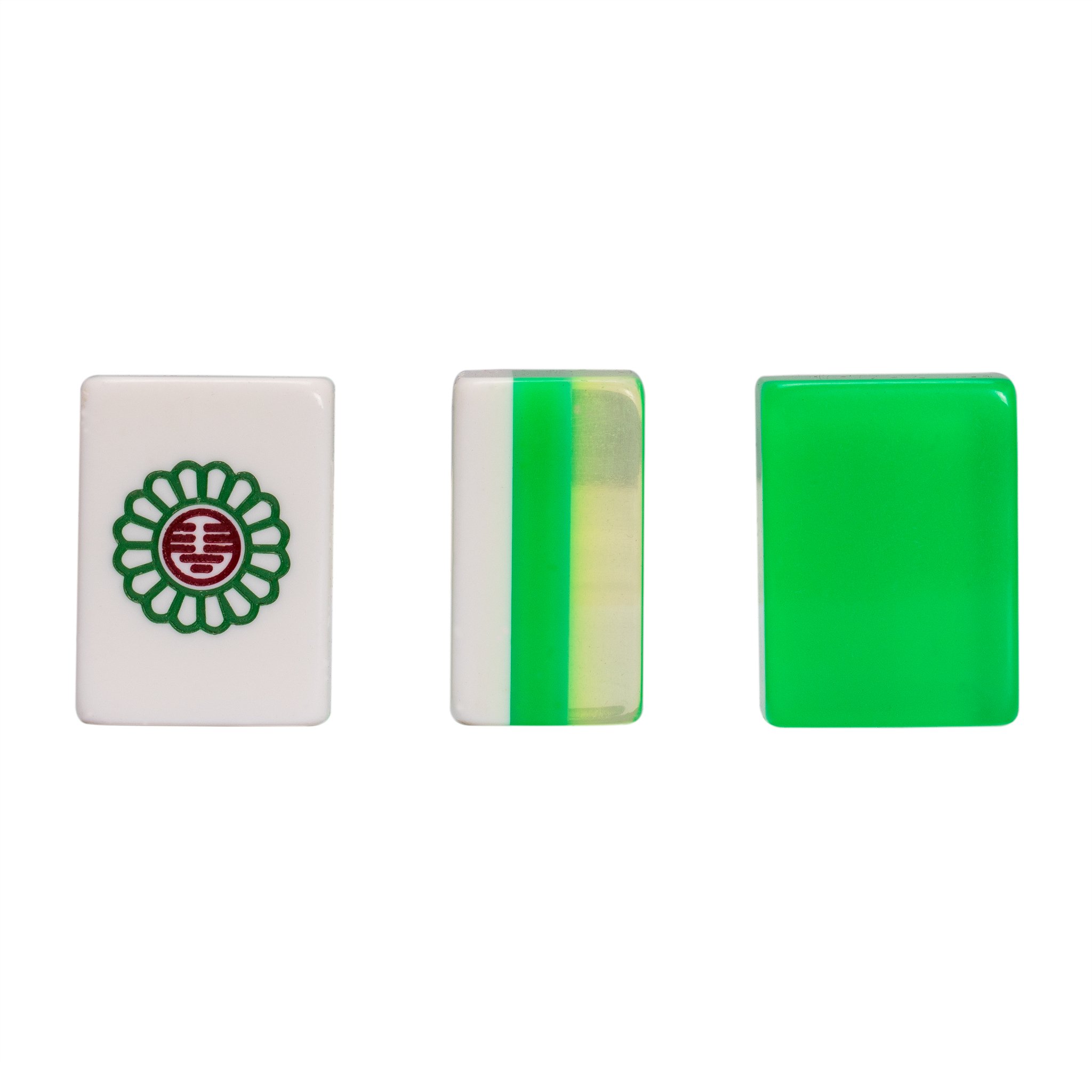 Yellow Mountain Imports Classic Chinese Mahjong Game Set, Emerald with 148 Medium-Size Translucent Green Tiles and Wooden Case