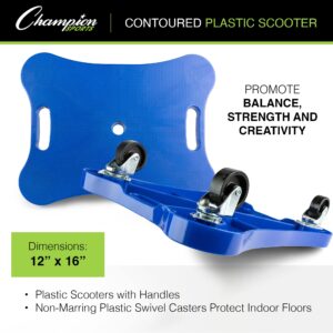 Champion Sports - CHSPGH1216 Plastic Scooter Board with Contoured Handles, Blue , 16 x 12 x 3 inches