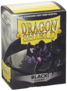 dragon shield standard size– classic black 100 ct - mtg card sleeves are smooth & tough - compatible with pokemon, yugioh, & magic the gathering , (art10002)