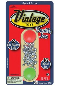 ja-ru vintage metal jacks game set/two bouncy balls.(1 pack) mini jax toy. classic family retro classics. bulk party favors, stocking stuffers. 950-1b