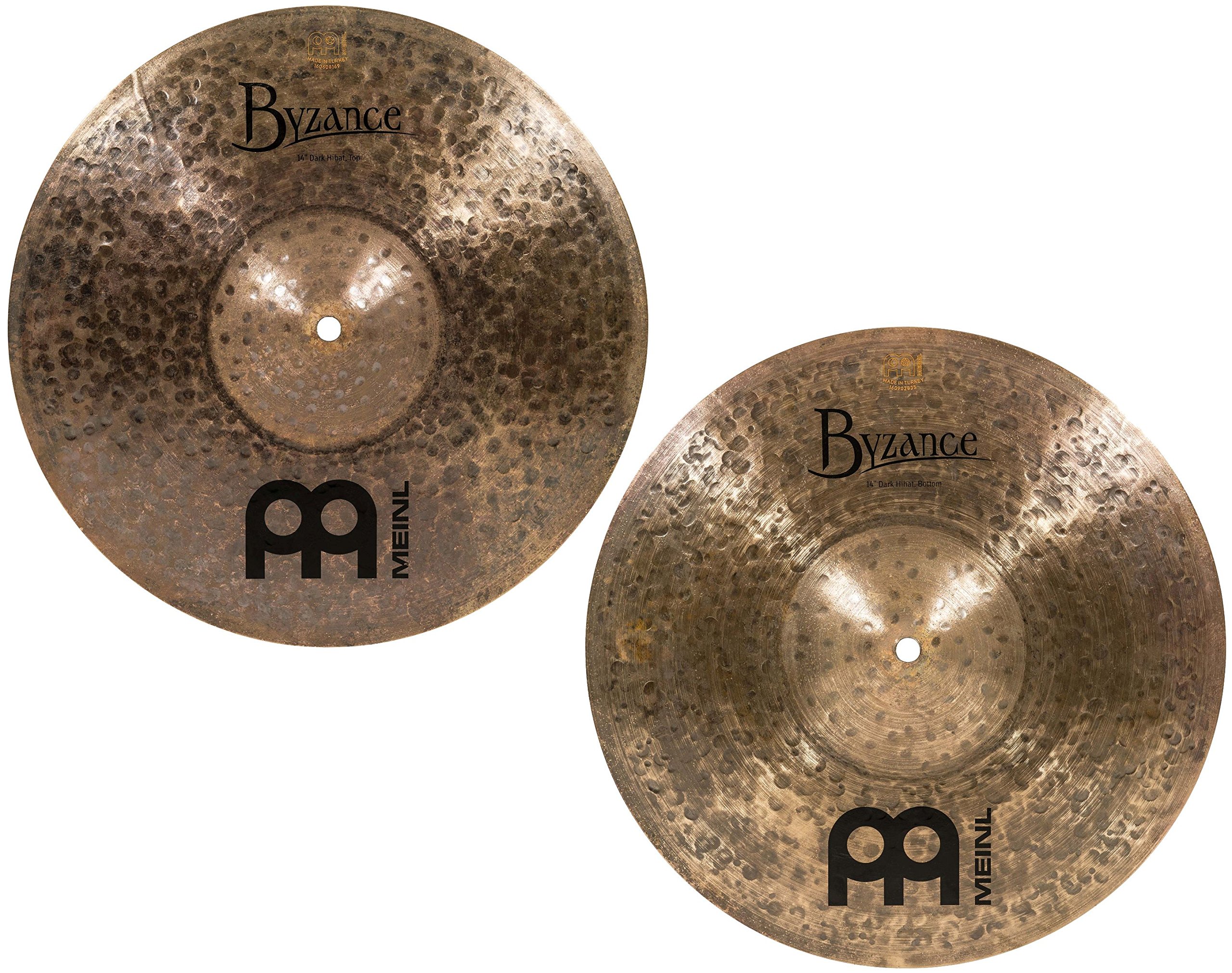 Meinl Cymbals Byzance 14" Dark Hihats, Pair — Made in Turkey — Hand Hammered B20 Bronze, 2-Year Warranty, B14DAH