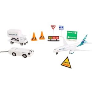 Daron WestJet Airlines Airport Playset with Die-Cast Metal Model Airplane with Plastic Parts, Cars and Transportation Toys for Kids Ages 3+