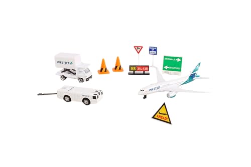 Daron WestJet Airlines Airport Playset with Die-Cast Metal Model Airplane with Plastic Parts, Cars and Transportation Toys for Kids Ages 3+