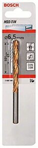 bosch 2608596716 din338 metal hss-tin drill bit, 6.5mm x 63mm x 101mm