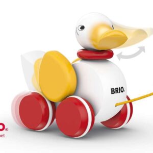 BRIO Infant & Toddler 30323 - Pull Along Duck Wood Baby Toy | Flapping Wings | Engaging Motor Skill Development | Certified Sustainable Wood Materials | Ideal for Kids Ages 1 and Up