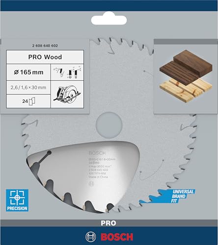 Bosch 2608640602 Circular Saw Blade"Top Precision" Opwoh 6.5inx30mm 24T