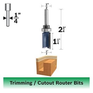 Bosch 85672M 1/2 in. x 1-1/4 in. Carbide Tipped 2-Flute Top Bearing Straight Trim Bit