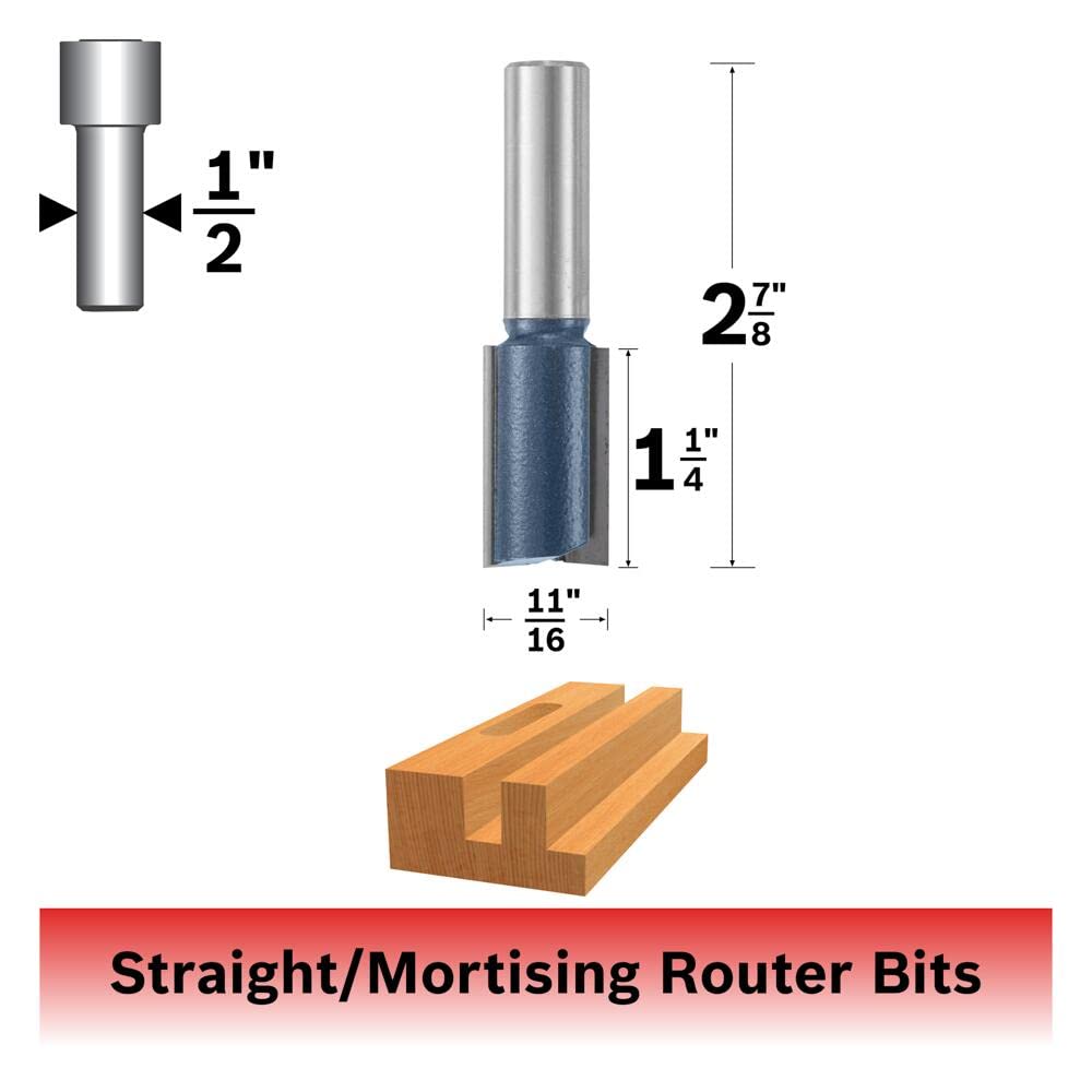 Bosch 85260M 11/16 in. x 1-1/4 in. Carbide Tipped 2-Flute Straight Bit