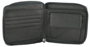 osgoode marley mens zip coin bifold wallet (black)