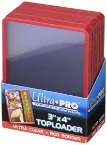 ultra pro 3" x 4" red border toploader 25ct