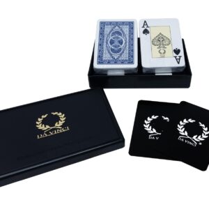 DA VINCI Ruote, Italian 100% Plastic Playing Cards, 2-Deck Poker Size Set, Jumbo Index w/Hard Shell Case and 2 Cut Cards