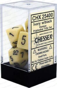 chessex chx25400 dice-opaque ivory/black set, multicolor