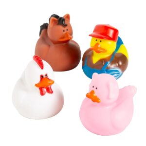 fun express farm rubber ducks, duckies, 12 pieces, birthday parties, treasure chest supplies