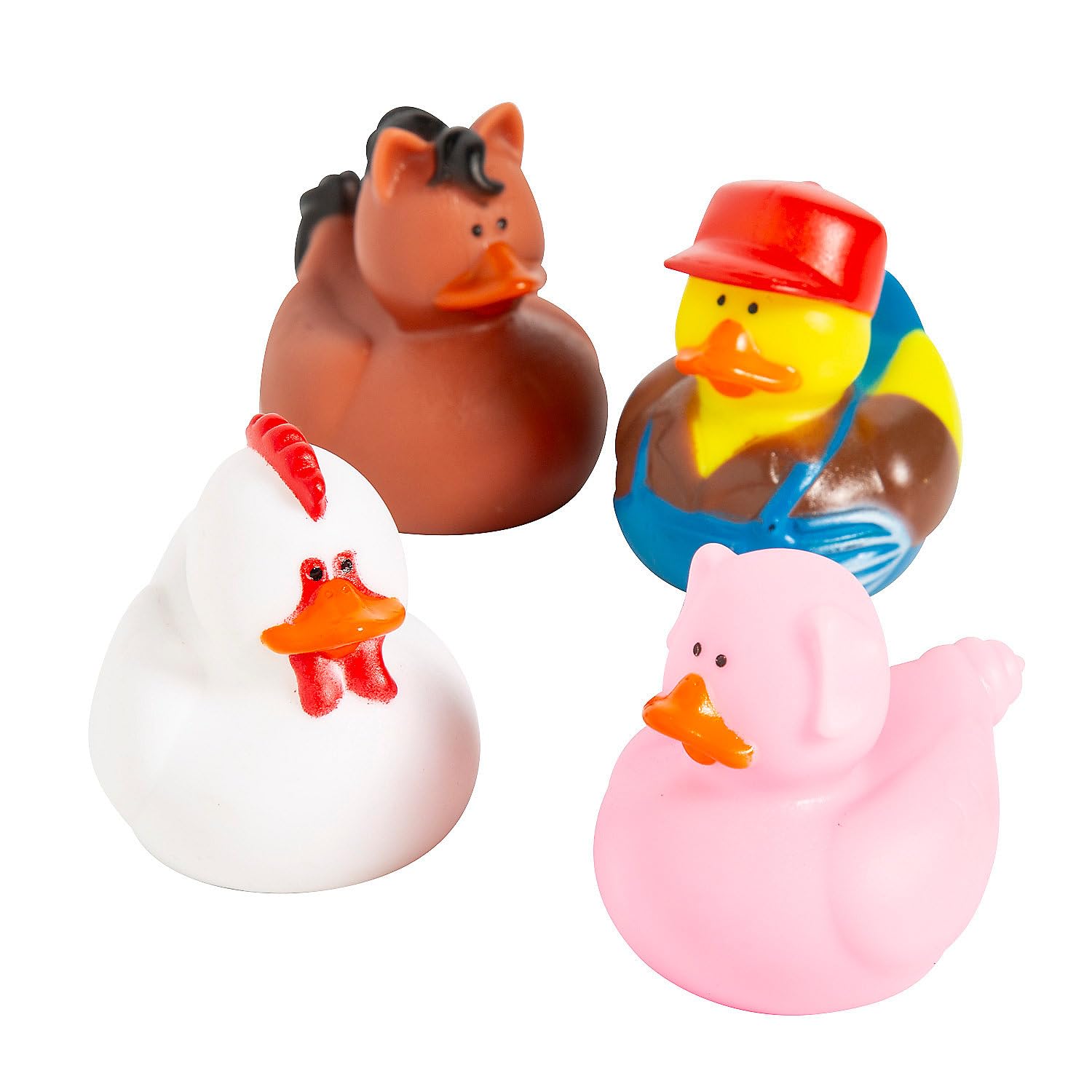 Fun Express Farm Rubber Ducks, Duckies, 12 Pieces, Birthday Parties, Treasure Chest Supplies